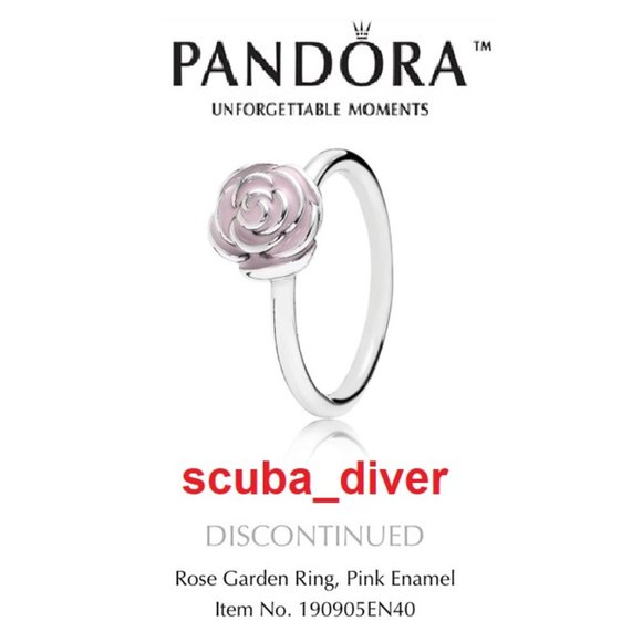 Pandora | Jewelry | Rare Pandora Pink Rose Garden Enamel Stackable Ring ...